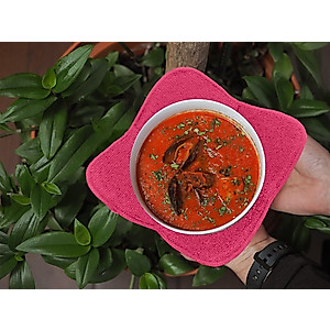 ULVEOL Set of 2 Pink Microwave Bowl Cloth Hot Pads Pot Holders Hot Pad Pot Holder Microwavable Bowl Cozies for Food, Ooma, Ramen Bowl Cozy or Soup Koozie, Good Kitchen Accessories, Gadgets