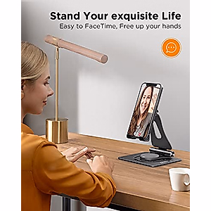 EasyAcc Phone Stand, Newly 3 in 1 Adjustable Cell Phone Stand, 2023 Aluminum Stable iPhone iPad Stand Dock, Foldable Desktop Phone Holder for iPhone 14 13 12 11 XR, Tablet (7-10.7"), Nintendo Switch