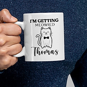 I'm Getting Meowied Couples Mug Set of 2 Personalized Gift With Name Gifts For Engagement, Wedding, I'm Getting Meowied Mugs Sets Gift For Couples, Bridal Shower, Fiancee and Fiance, Him And Her