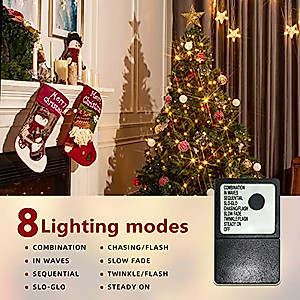 PABIPABI Christmas Tree Lights Warm White, 2 Pack 200 Led Outdoor Christmas Lights for House, 66ft Waterproof Christmas String Lights Plug in with 8 Modes for Bedroom Indoor & Outdoor Decor(2 Pack)