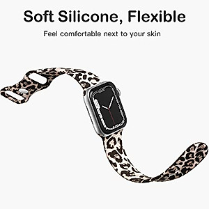 Easuny Compatible with Apple Watch Band 38mm 40mm 41mm 42mm 44mm 45mm 49mm for Women Men, Durable Silicone Sport Wristbands Bracelet Waterproof for iWatch SE Series 8 7 6 5 4 3 2 1 Ultra, Leopard S/M
