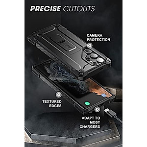 SUPCASE Unicorn Beetle Case for Samsung Galaxy S23 Ultra 5G (2023) / S22 Ultra 5G (2022), with Built-in Kickstand Slim Rugged Shockproof Protective Case (Black)