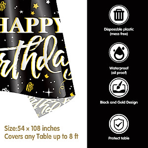 50th birthday decorations for men women - cheers to 50 years black gold Birthday supplies, Plates and Napkins, Cups, Knives, Forks, Spoons Included, tablecloth, Tableware for 24 Guests,Total 169pcs