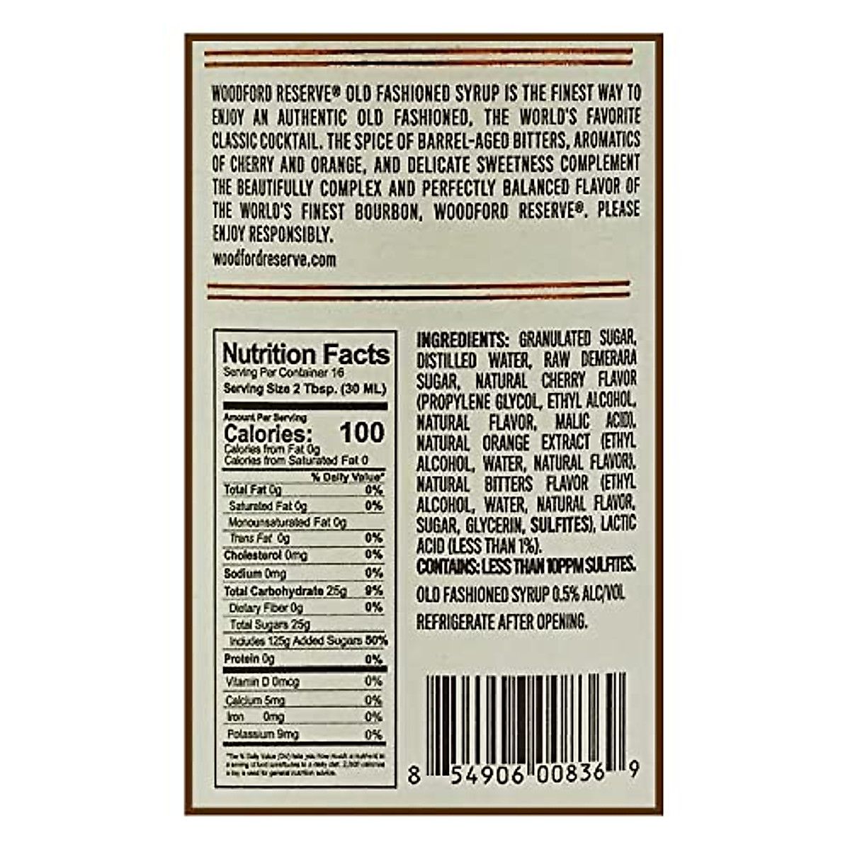 Woodford Reserve Old-Fashioned Cocktail Syrup, Cherry, Orange, Bitters Flavoured