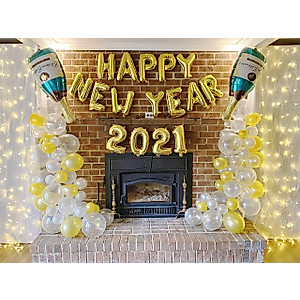 96Pcs Champagne Balloon Arch Garland Kit - 40 Inch Giant Champagne Balloon and Gold Confetti balloon Clear Silver Balloons for New Year Party Wedding Birthday Graduation Anniversary Bachelorette Decor
