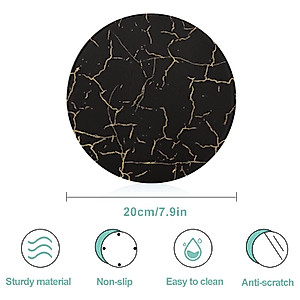 Bagea-Ka Black Marble Pattern Tempered Glass Cutting Board 8" Round Kitchen Decorative Chopping Board Small