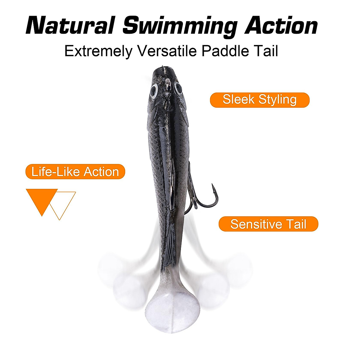 Goture Soft Fishing Lures jig Heads, Saltwater Freshwater Minnow Fishing Bait T Tail with jig Head, Fishing Lure Swim Shad Baits for Bass Fishing 5Pack