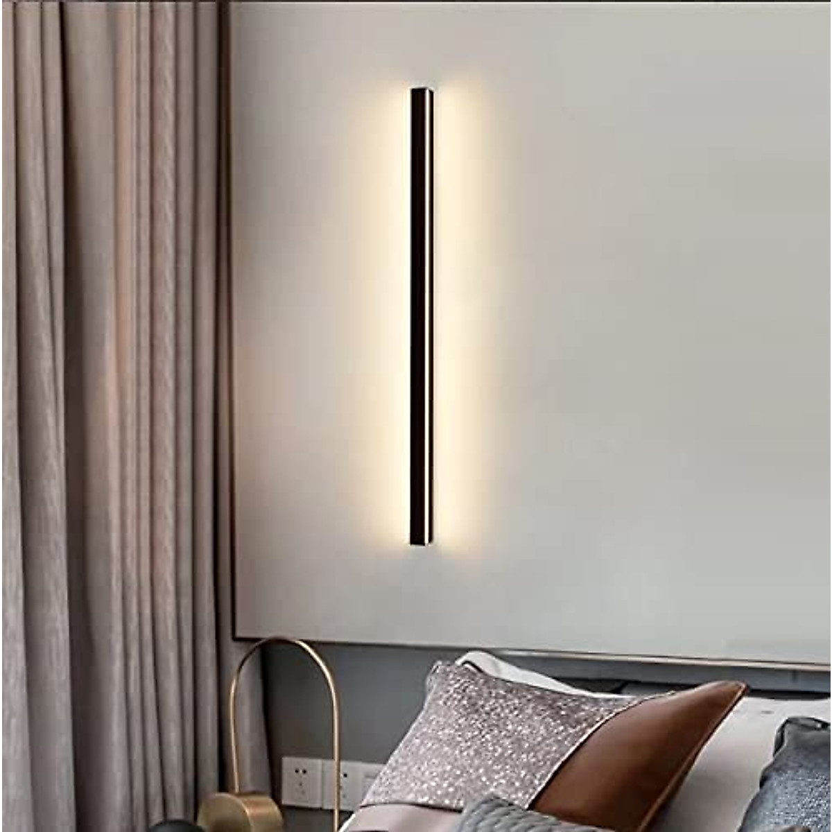 Ozarke Minimalist Creative Long Wall Lamp Modern LED Background Wall Lamp Living Room Bedside Aluminum Wall Light Ligting Sconce (60 inches Hard Wired)
