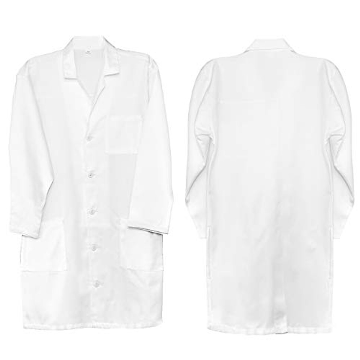 TALVANIA Lab Coat Men Women White Long Sleeve Unisex Lab Coats Cotton Laboratory Coats