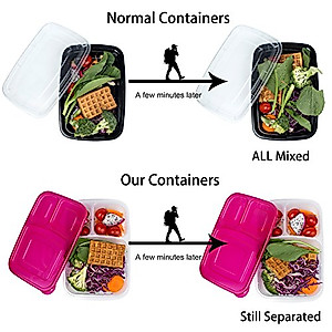 DOURA Meal Prep Containers 3 Compartment Food Storage Reusable Plastic Bento Microwavable Lunch Boxes with Lids BPA-Free 10-Pack,Stackable Dishwasher & Freezer Safe,Portion Control,32oz