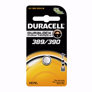 Duracell D389/390PK09 Silver Oxide Electronic Watch Battery, 389/390 Size, 1.55V, 70 mAh Capacity (Case of 6)
