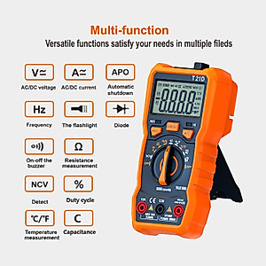 Auto-Ranging Digital Multimeter, TRMS 6000 Counts AC DC Voltmeter Ohm Volt Amp Meter, Electrical Multimeter Tester with NCV, Measure Capacitance Current Resistance Temp Continuity Diode Duty Cycle