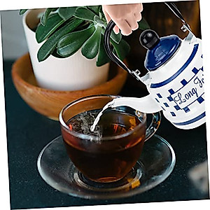 SECFOU Enamel Steel Handle Pot Retro Coffee Maker Espresso Machine White Stainless Steel Kettle Flute Kettle Tea Kettle Stovetop Kettle Stovetop Vintage Kitchen Kettle Household Teakettle