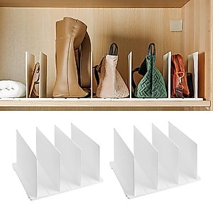 Hivexagon Purse Organizer for Closet 2 Pack Shelf Dividers Closet Bag Storage Organizer for Vertical Purse Handbag Sweater Shirts in Pantry Bedroom White