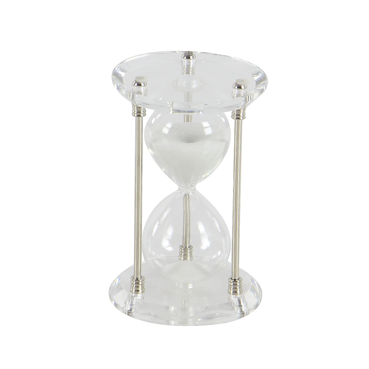 Deco 79 The Novogratz Metal Hourglass Sand Timer with Acrylic Base, 4" x 4" x 6", Silver