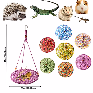 Reptile Hammock Swing Hanging Bed, Cute Lizard Swing Toy, Cotton Lizard Bed, Reptile Summer Bed for Bearded Dragon Leopard Gecko Lizard Birds Parrots Rats (D)