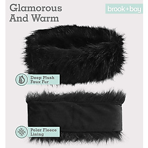 Brook + Bay Faux Fur Headband for Winter - Furry Headbands for Women, Fluffy Headwarmer, Furry Crown, Earwarmer Headband