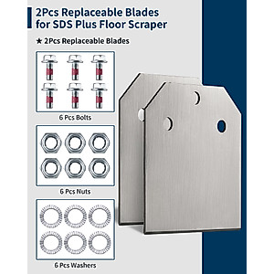 Firecore 2Pcs SDS Plus Floor Scraper Replacement Blades for Firecore 4" x 10" SDS Plus Floor Scraper FS21410