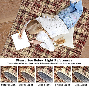 Zacoo Washable Rug 8x10 Rug for Living Room Modern Tartan Rug Plaid Area Rug Soft Area Rugs for Bedroom Aesthetic Non Slip Throw Rugs for Dining Room Nursery Rug Red 8'x10'