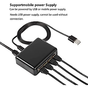 SinLoon RJ45 Network Splitter Adapter Gigabit,1000Mbps Ethernet Cable Splitter, Cat5,Cat6,Cat7,RJ45 Network Extension Connector,Four Devices Share The Internet at The Same Time (Black Gigabit 1 to 4)