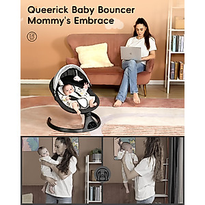 Baby Swing for Infants to Toddler Portable Babies Swing Timing Function 5 Swing Speeds Bluetooth Touch Screen Music Speaker with 10 Preset Lullabies 5-Point Carabiner