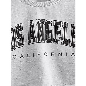 Floerns Girls Letter Graphic Print Long Sleeve Pullover Crop Sweatshirt Tops Grey 7Y