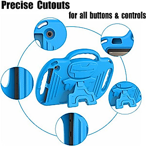 LTROP Kids Case for Fire HD 10 and Fire HD 10 Plus (11th Generation, 2021 Release) 10.1-Inch with Shoulder Strap, Light Weight Shockproof Kid-Proof Handle Stand Cover Case for Fire HD 10 2021, Blue