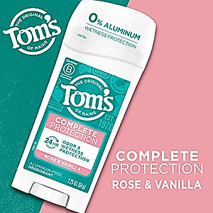 Tom's of Maine Complete Protection Aluminum-Free Natural Deodorant for Women, Rose & Vanilla, 2.25 oz
