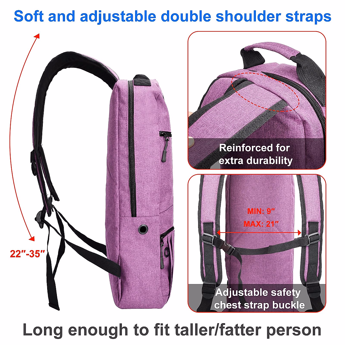 iGuerburn Oxygen Tank Backpack Size D, Portable Oxygen Backpack for D/M15 JD/M22 Cylinder Bag O2 Tank Carrier Holder for Travel (Purple)