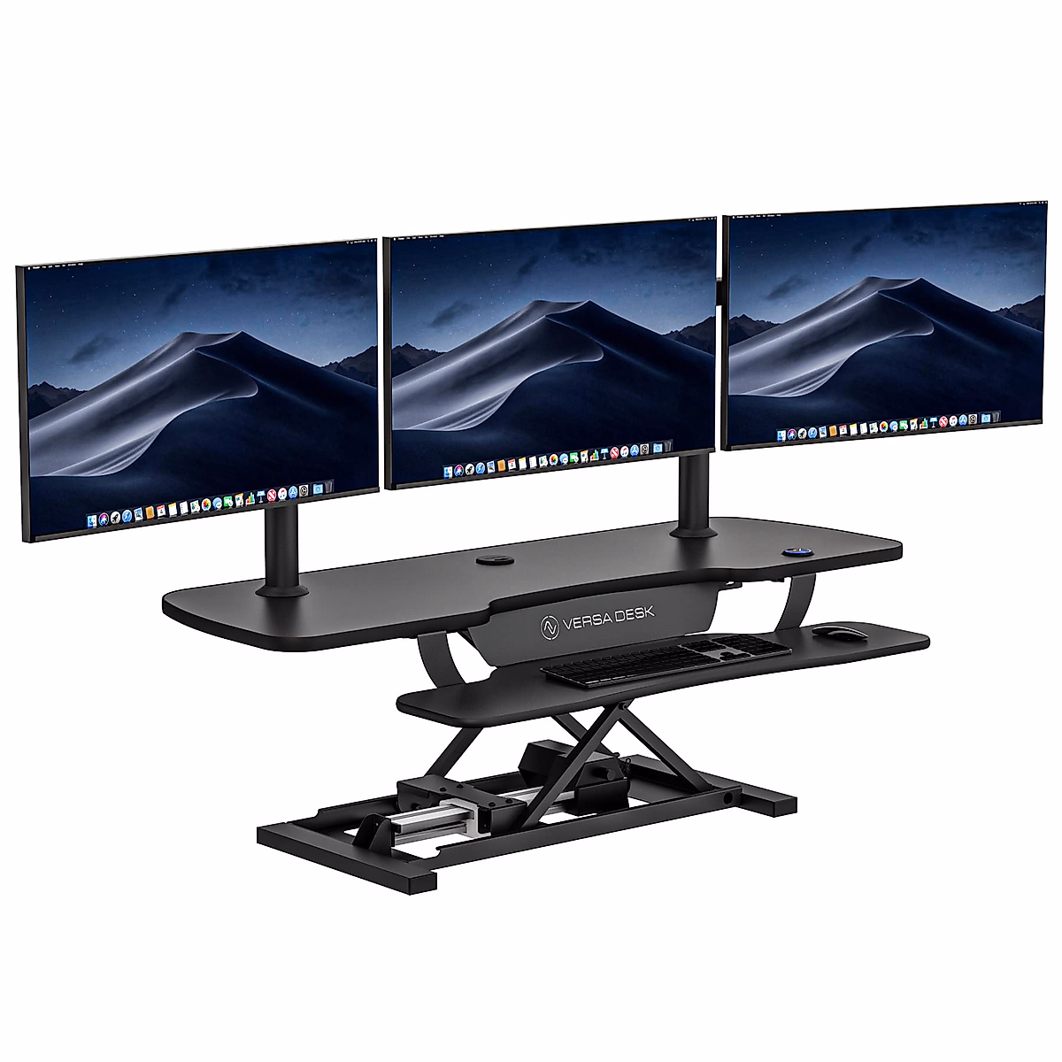 VERSADESK Electric Standing Desk Converter, PowerPro Height-Adjustable Sit Stand Desktop Riser, Keyboard Tray, USB Charging Port, 48" X 24", Black