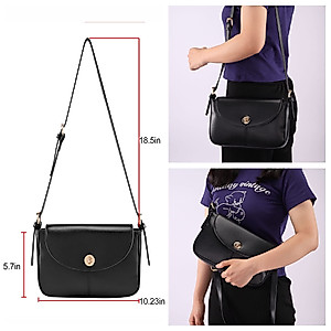 Ayliss Women Crossbody Handbag Purses Shoulder Handbag PU Leather Fashion Vegan Classic Envelope Saddle Purse Bag (Black)