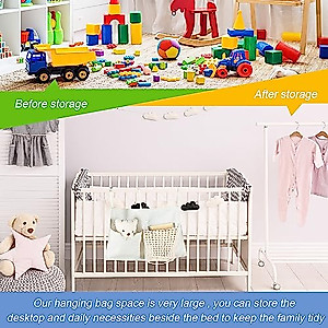 Windyun 4 Pcs Crib Organizer Hanging for Crib Hanging Storage Bag 2 Pockets Organizer Hanging Diaper Caddy Linen Diaper Holder Organizer Nursery Hanging Organizers for Baby Essentials Organization