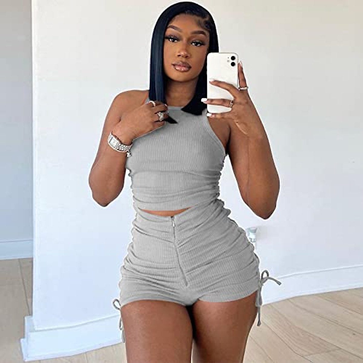 Rvidbe Womens Pajama Sets Cotton, Spring Outfits for Women 2023 Trendy Casual, Womens Short Sets for Summer Womens 2 Piece Outfits Matching Sets Two Piece Shorts Tank Tops 2023 Summer Vacation Sets