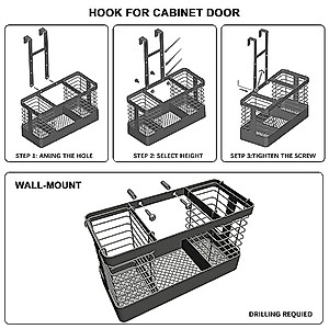 BUSOKIP Hair Tool Organizer/Hair Dryer Holder for Cabinet Door Height Adjustable, Bathroom Sink Organizer, Countertop Wall-Mount Holder for Curling Iron, Blow Dryer, Straightener. Matte Grey