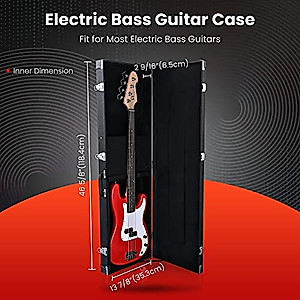 ZeHuoGe Electric Guitar Hard Case Electric Guitar Wooden Hard Shell Lockable Black (Black for Electric Bass Guitar)
