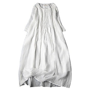 Formal Dresses for Women Wedding Guest Spring and Summer Cotton and Linen Baptism Casual Dresses Girls Dresses White