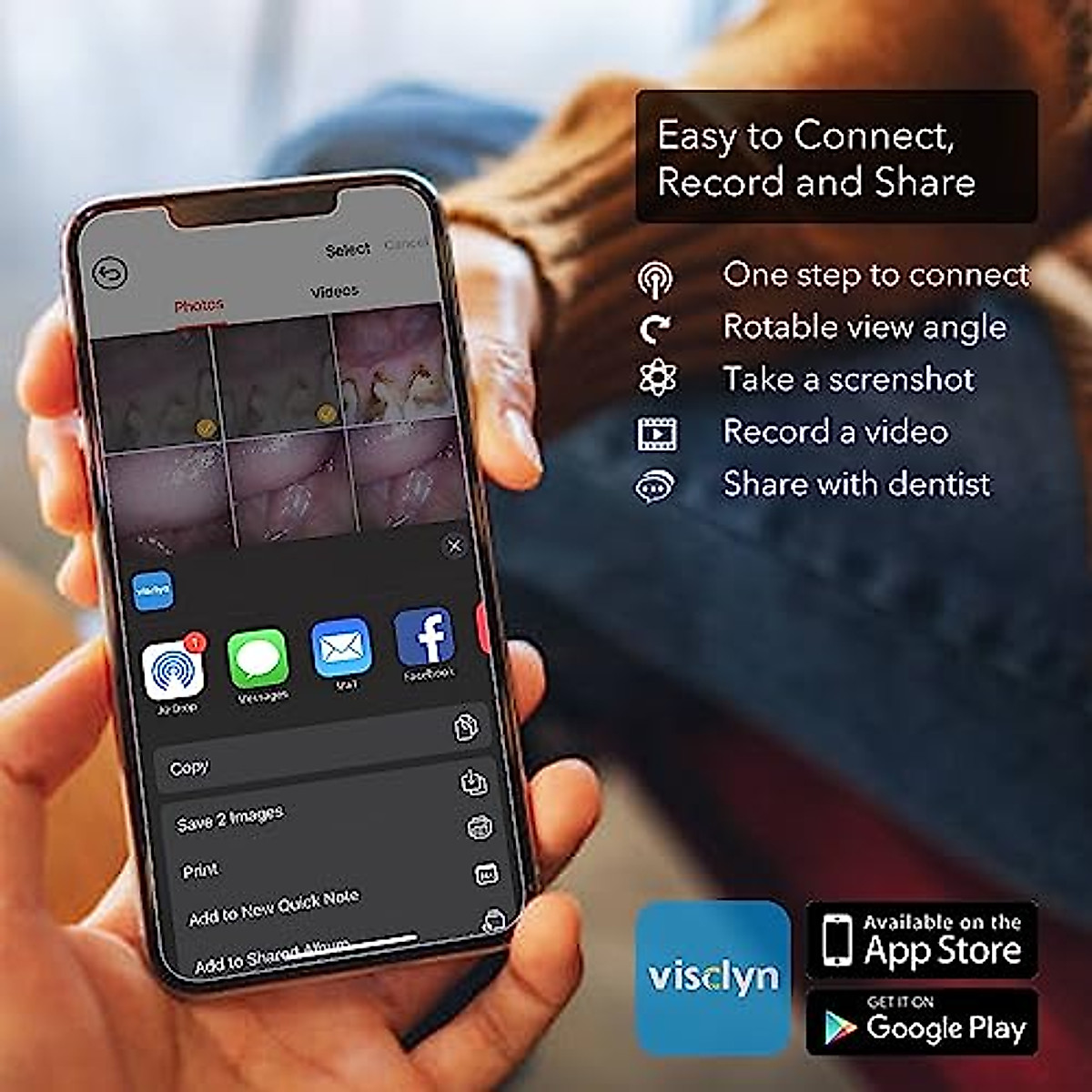 visclyn Smart Dental Floss| Viewable Oral Check and Teeth Floss for Baby and Family | Screenshot and Video Record for Sharing via App - Blue