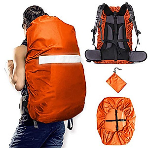 WSZCML Backpack Rain Cover, Upgraded Adjustable Waterproof Backpack Cover (10-90l) (Orange, S (for 10L-25L Backpack))