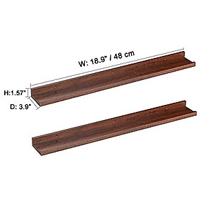 O&K FURNITURE Wall Shelf Display Floating Shelves (Teak, 18.9" Length, Set of 2)
