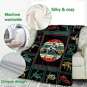 OhaPrints Patchwork Vintage Style Wrestling Posture Wrestler Gift Wrestling Fan Lover Soft Sherpa Throw Blankets Cozy Fuzzy Fleece Throws for Tv Sofa Couch Comfy Fluffy Blanket 30X40 50X60 60X80