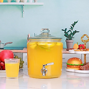 1-Gallon Drink Dispenser,Glass Drinking Dispenser with Glass Lid,Mason Drink Dispenser for Parties, Bar, Wedding, Homemade Juice, Laundry Detergent Dispenser,Picnics, Barbecues and Daily,2 pcs