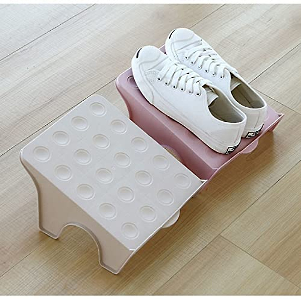 LUVADU ZCX Shoe Slots Organizer Shoe Holder, 2pcs Shoe Rack,Better Stability Shoe Organizer,Double Deck Rack Shoe Racks (Color : B)