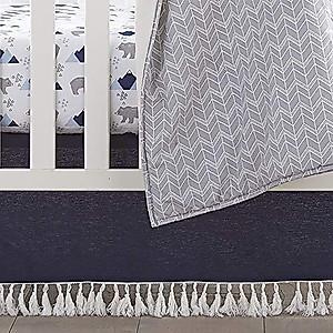 Levtex Baby - Tristen Crib Bed Set - Baby Nursery Set - Chevron - Grey, Blue, Navy, and Cream - Sophisticated Mountain - 3 Piece Set Includes Quilt, Fitted Sheet, and Crib Skirt/Dust Ruffle