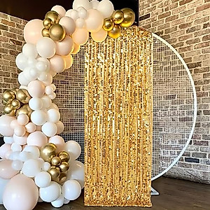 Big Payette Sequin Backdrop 4ftx8ft Gold Shimmer Backdrop Curtains Glitter Fabric Drapes for Birthday Party Baby Shower Decorations