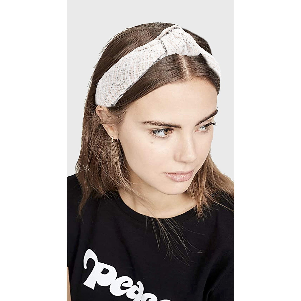 YETASI Tweed Off White Knotted Headband for Women with Hints of Pink and Gold Threading is Unique. White Headbands for Women with Knot