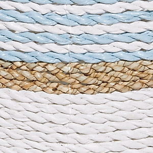 Deco 79 Wood Cylinder Storage Basket with Handles, Set of 3 16", 14", 13"H, White