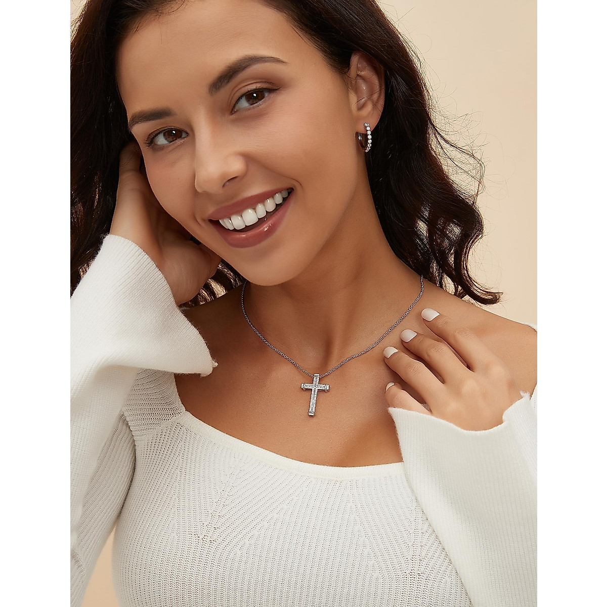 Mameloly 925 Sterling Silver Post Hoop Earrings for Women Silver Dainty Cubic Zirconia CZ Huggie Hoop Earrings Hypoallergenic