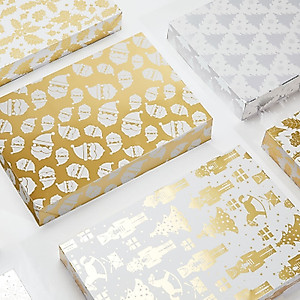 UNIQOOO 12Pcs Embossed Rose Gold Bridesmaid Proposal Boxes with lid, M 9.5x6.5x4 Inch, Foldable Holiday Gift Wrap Box for Lightweight Gifts, Christmas, Bridal Shower Wedding Gift Packaging