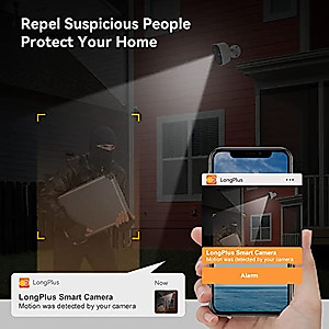 LongPlus Wireless Outdoor Security Camera,2 Pack Battery Powered Wireless Security Camera for Home Security, Wireless WiFi Camera with AI Detection, Color Night Vision,Spotlight,2 Way Audio,Only2.4Ghz