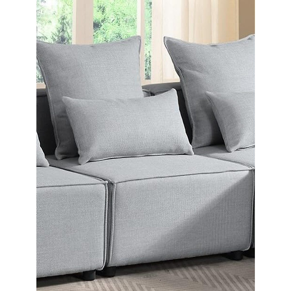 BIOEVER Modular Sectional Sofa,Convertible L Shaped 3 Seater Sofa with Removable Ottoman,Oversized Sectional Couches for Living Room,Modular Sectionals with Chaise,Corner Couch(Gray)